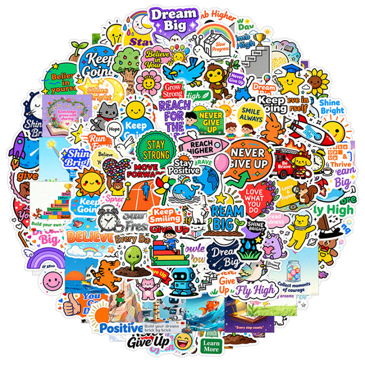 100PCS Motivational Stickers Cute Animal Inspirational Positive ...