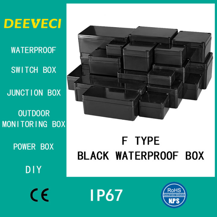 Black Outdoor Waterproof Enclosure Plastic Box Electronic Project ...