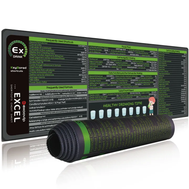 EXCO Excel Mouse Pad Large Shortcuts Keyboard Mousepad Office Cheat ...