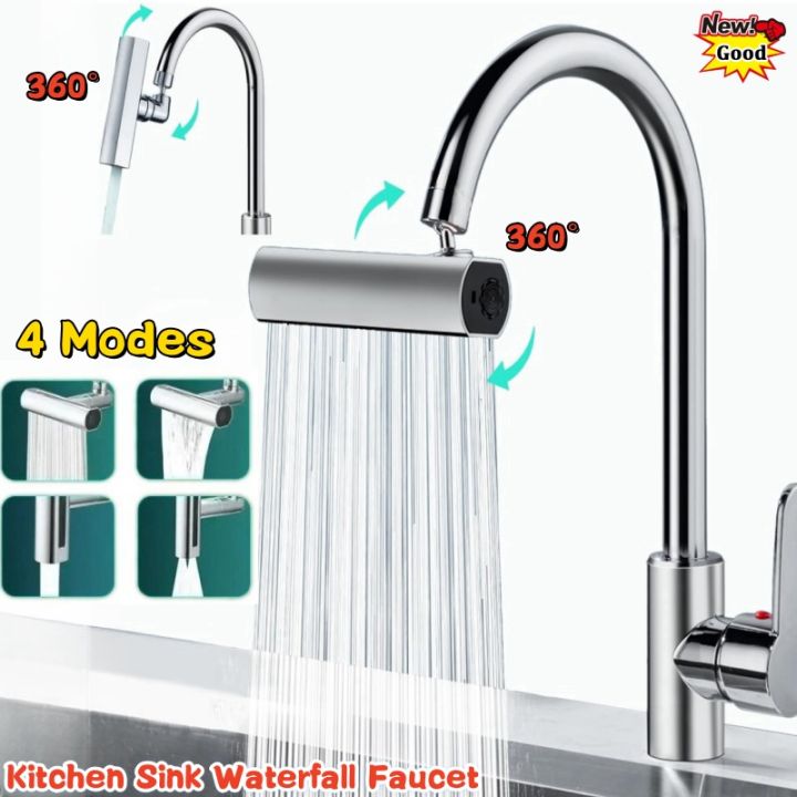 New 4 IN 1 Multifunctional Kitchen Sink Waterfall Faucet Pressurized ...