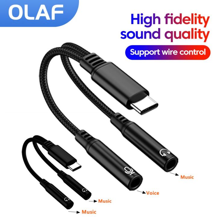 2 IN 1 Type-C to Dual 3.5mm Headphone Adapter Cable USB C to 3.5 Jack ...