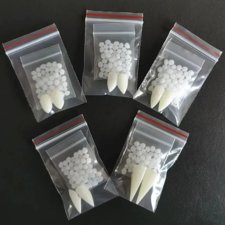 Suit Resin Vampire Teeth Fangs Halloween Props Diy Teeth Plus Glue ...