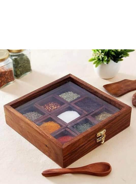 Wooden Masala Box 9x9 | Daraz.com.np
