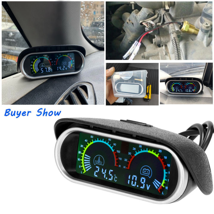 AD 2in1 LCD Car Water Temp Gauge + Water Temperature Sensor 10mm Meter ...