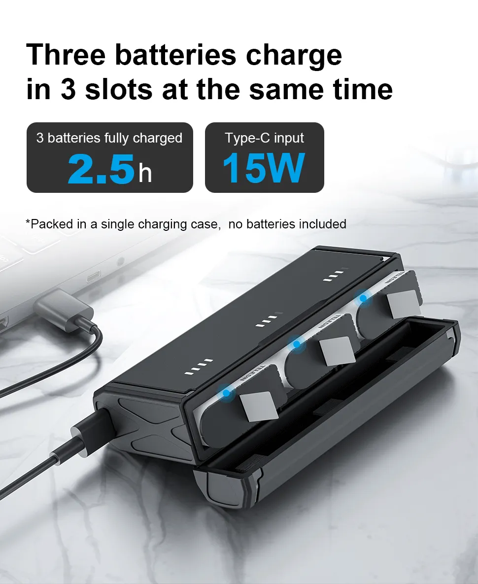 TELESIN Portable Battery Charger Fast Charging for GoPro Hero12 Battery ...