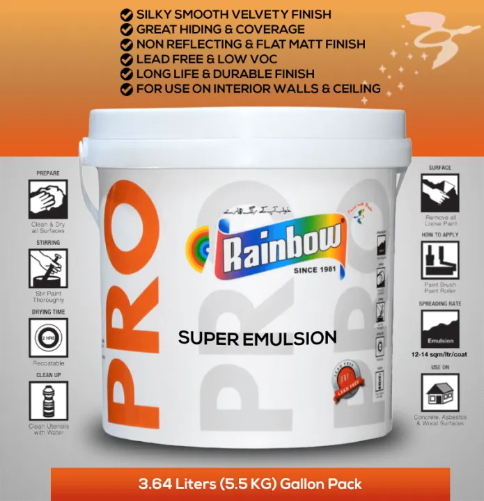 Rainbow PRO Super Emulsion Gallon (3.64 Liters / 5.5 KG) | Daraz.pk