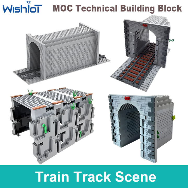 Train Track Scene MOC Building Block Cave Tunnel City Simulation Train ...