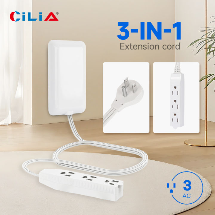 Flat-Face Outlet Extender with 3 Receptacles, Ultra-Thin Wall Plate ...