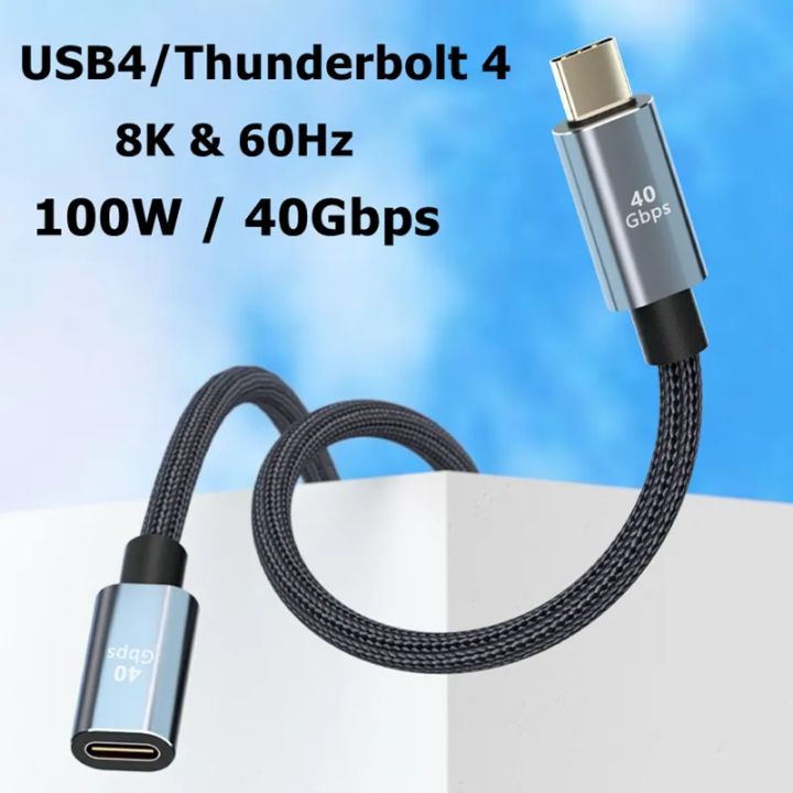 USB 4 Extension Cable Thunderbolt 4 3 Type C 40Gbps USB-C Male To ...