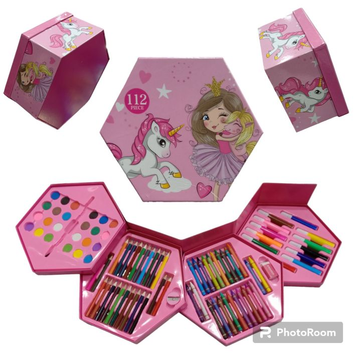 unicorn colours box art set for kids 8x8 inches markers water colours ...