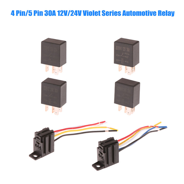 4 Pin/5 Pin 30A 12V/24V Automotive Violet Relay Socket With Wire With ...