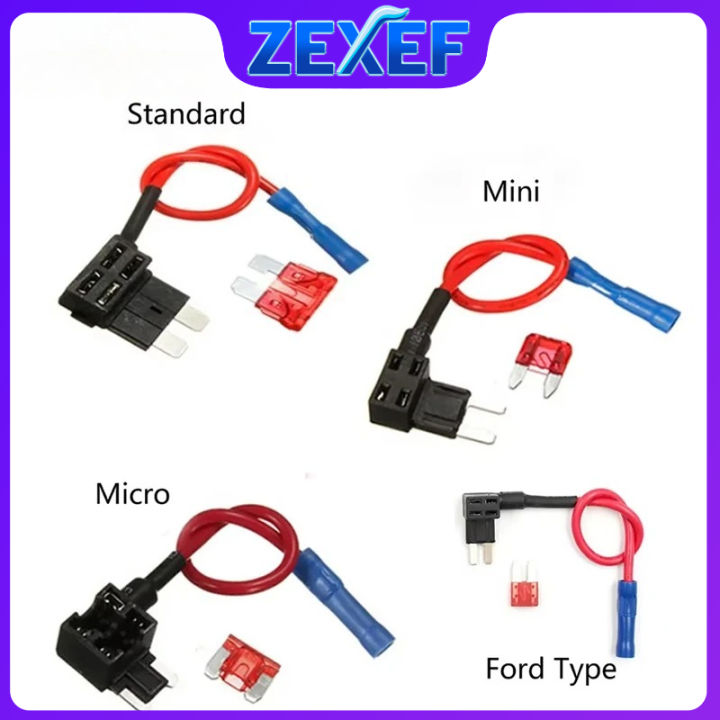 ZEXEF 12V MINI SMALL MEDIUM Size Car Fuse Holder Add-a-circuit TAP ...