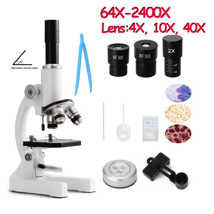64X-2400X Monocular Optical Microscope Elementary School Children ...