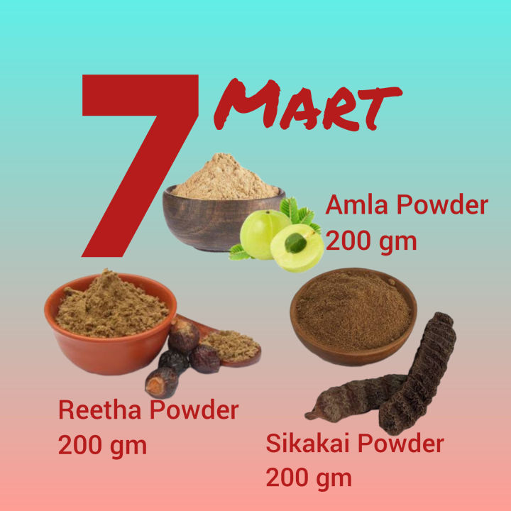 Amla Reetha Shikakai Powder | Pack of 3 | 200 gm Each - Total 600 gm ...