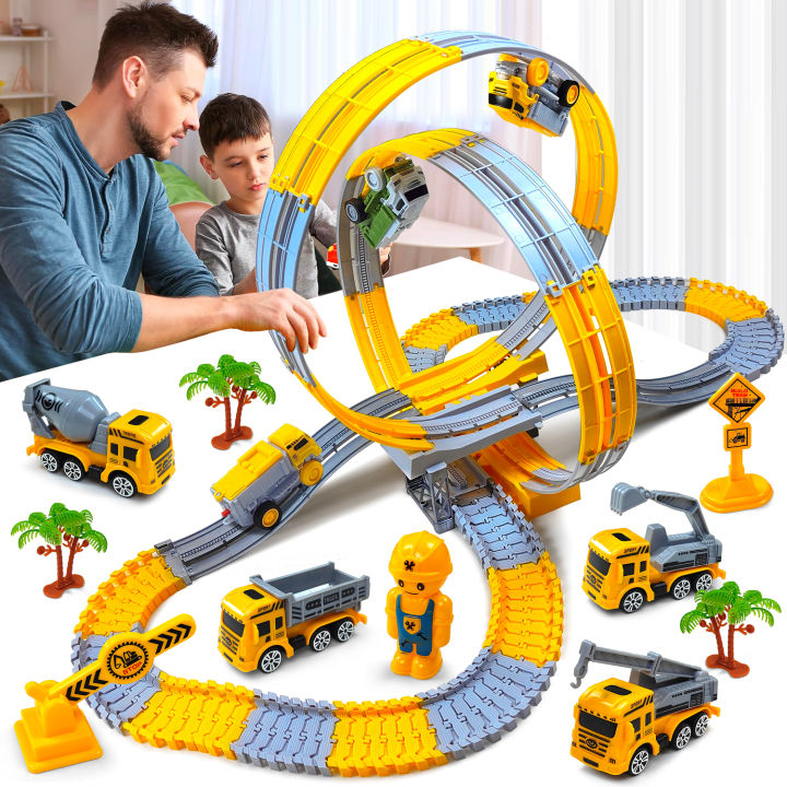 Children Electric Track Toy Car Engineering Minin Car Set Kids Puzzle ...