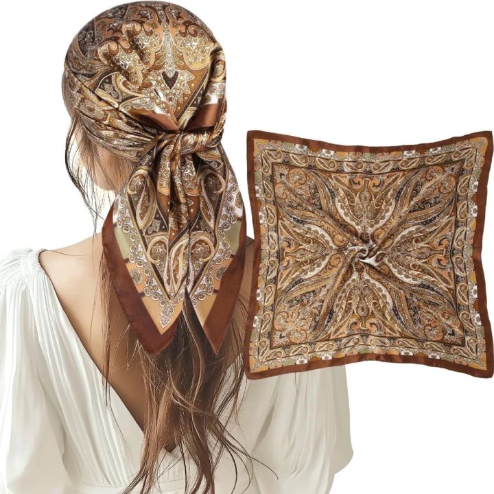 1 Pcs 27.5 Inches Satin Head Scarf Silk Like Hair Scarf Stain Bandana ...