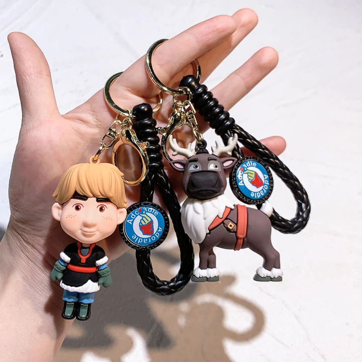 Disney Frozen Keychains Elsa Anna Anime Kristoff Olaf Key Ring ...