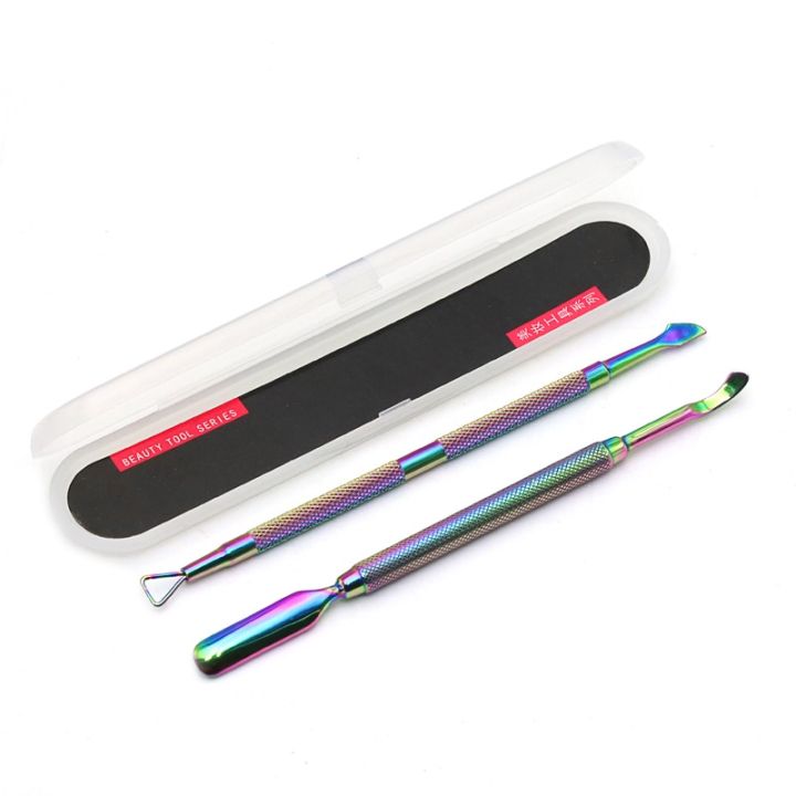 Color Stainless Steel Nail Cuticle Pusher Dual Ended Finger Dead Skin ...
