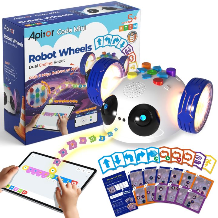 Apitor Mini Robot Wheels Dual Coding Robot APP Remote Control Ages 5 ...