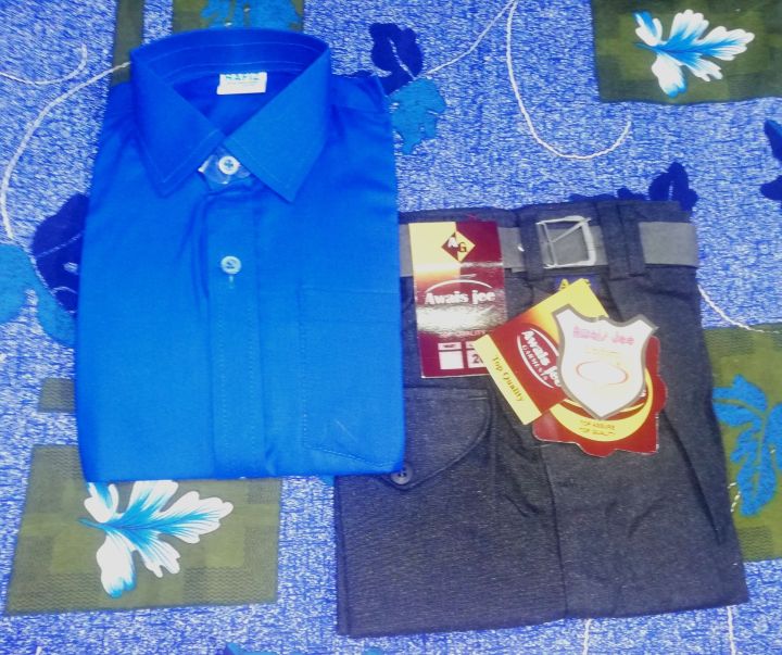 School Uniform Pent Shirt/Blue Shirt with Dark Gray pent for Boys ...