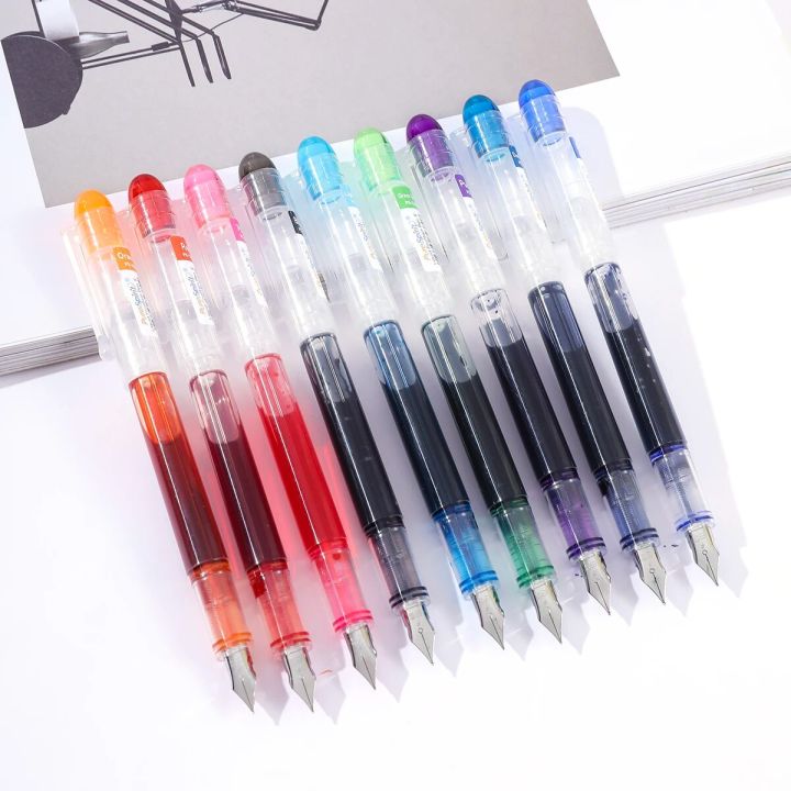 9pcs Colored Disposable Fountain Pens for Writing 9 Assorted Color ...