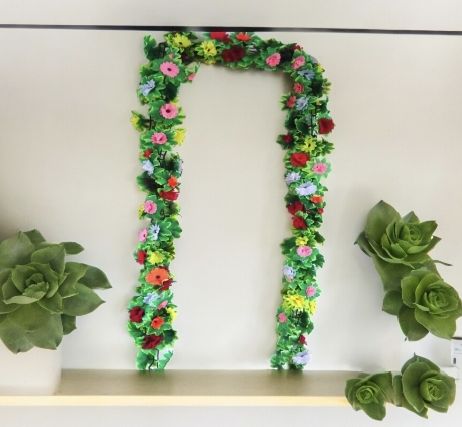 Multi Color Flower Artificial Bail and Green Leaves Hanging Bail Use ...