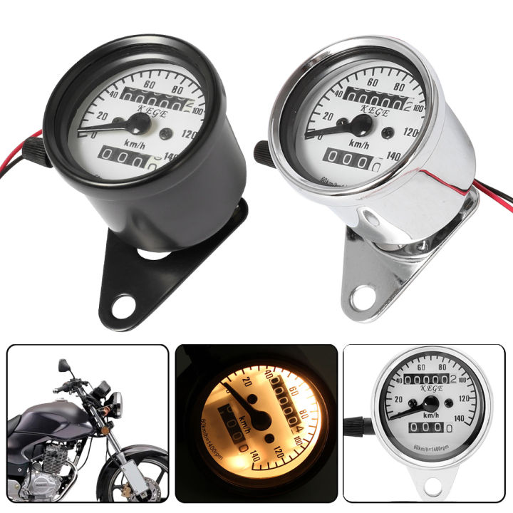Black 12V Motorcycle Dual Odometer Speedometer Gauge Miles Test Meter ...