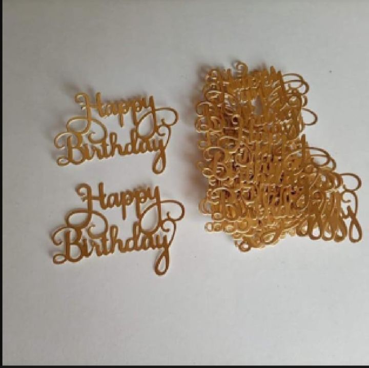 PACK OF 6 PCS UNIQUE GOLDEN HBD CUTOUTS FOR CAKE | STYLISH GOLDEN HBD ...