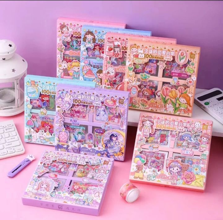 100PCS/SET Stickers Gift Cute Cartoon Ins Sweetheart Girl Material ...