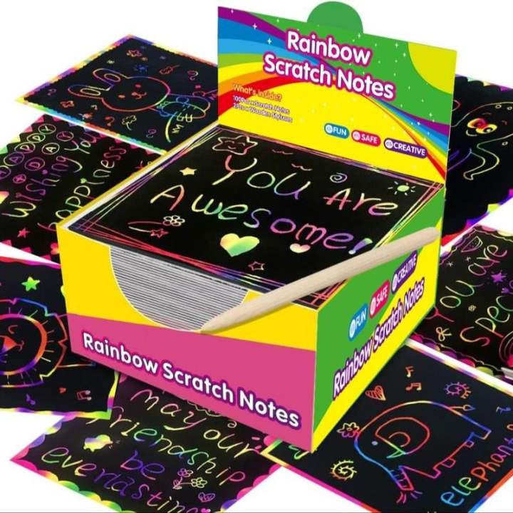 DIY Rainbow Magic Scratch Paper Art Set (100 sheets) 100 Sheets Magic ...