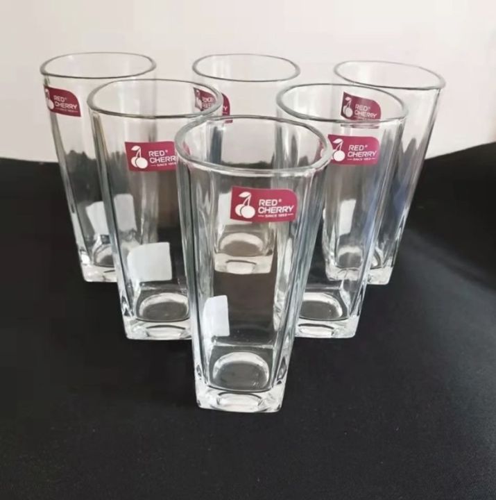 6 PIECE GLASS SET. DRINKING GLASS. BOTTOM SQUARE SHAPE | Daraz.lk