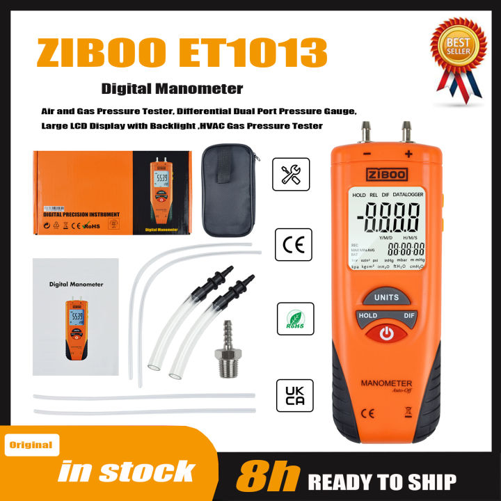 ZIBOO ET1013 Digital Manometer, Air and Gas Pressure Tester ...