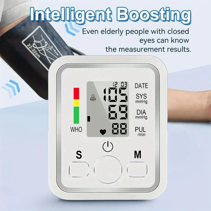 Portable Blood Pressure Monitor Medical Tensiometer Upper Arm Automatic ...