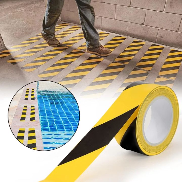 Black & Yellow Hazard Warning Safety Stripe Tape Ideal For Hazard ...