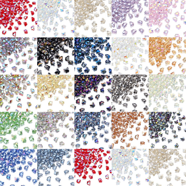 50pcs/lot Butterfly Crystal Beads Multicolor Faceted Crystal Glass ...