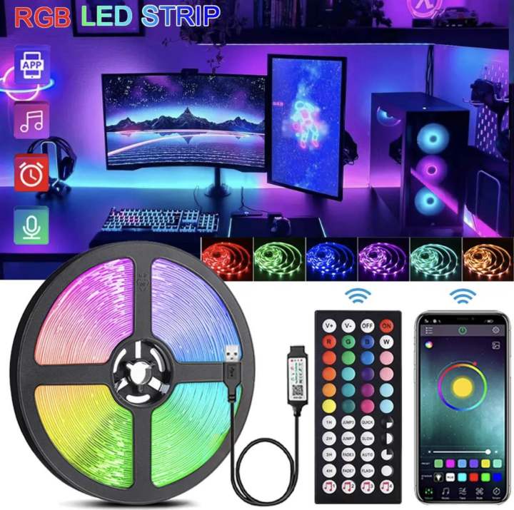 RGB LED Strip Lights 15 Feet Self-Adhesive Waterproof Color Changing ...
