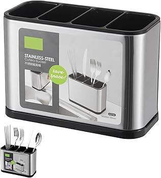 Spoon Holder 4 Divided Utensil Caddy Counter for Spoon, Fork, Spatula ...