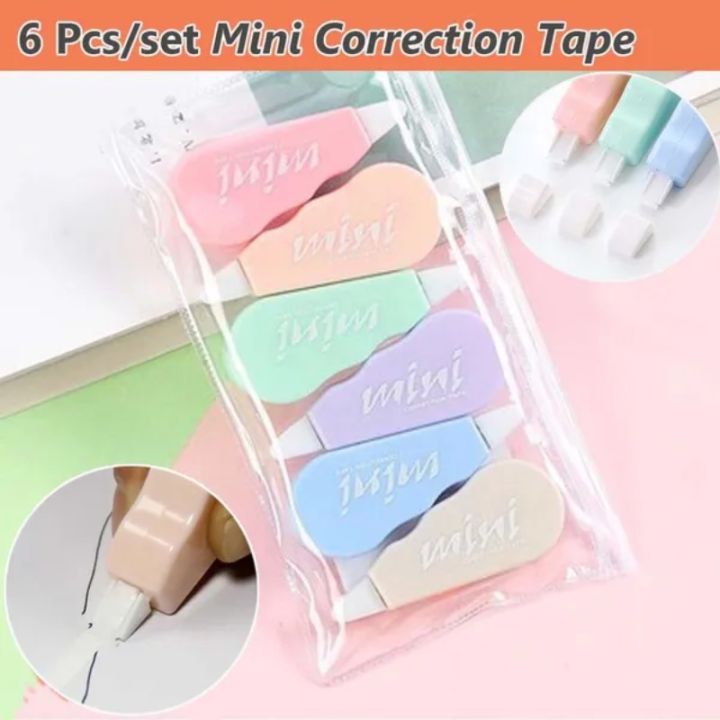 6 Pcs/set Mini Correction Tape Solid Color Corrector Altered Tape ...
