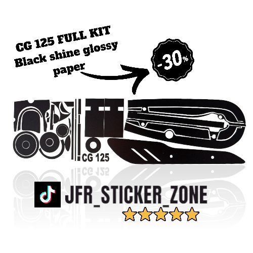 CG 125 FULL BIKE STICKERS KIT BLACK SHINE GLOSSY PAPER BUMPER STICKERS ...