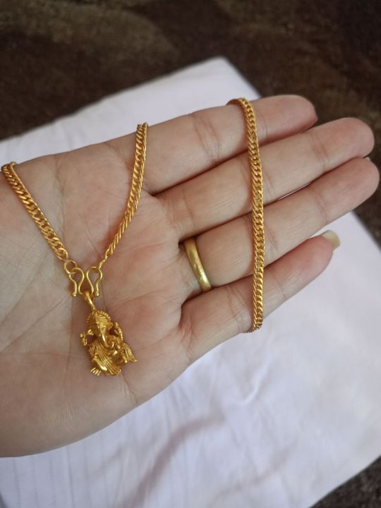 Gold Plated Panchadhatu Chain With Golden Ganesh Lacket | Daraz.com.np