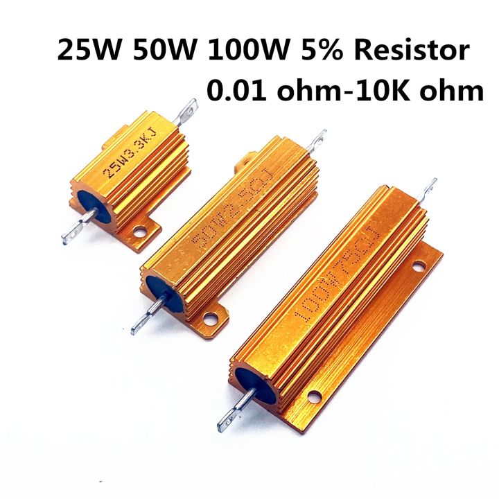 2 Pcs 10W 25W 50W 100W Aluminum High Power Metal Case Wirewound Fixed ...