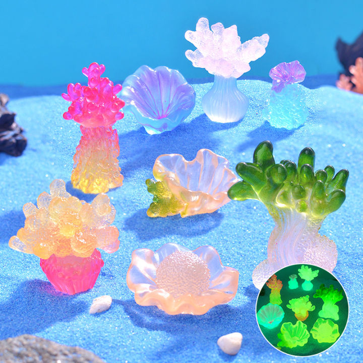 Marine Luminous Coral Micro Landscape Ornaments Glowing Coral Oyster ...