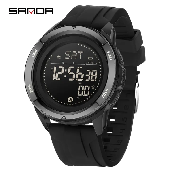 SANDA Men Electroni Watch Metronome Movement Step Counting Military ...