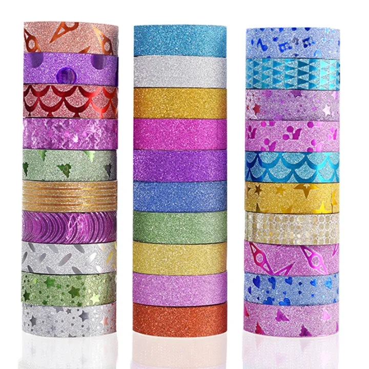 10Rolls Random Color Glitter Stickers Paper Adhesive Tapes DIY ...