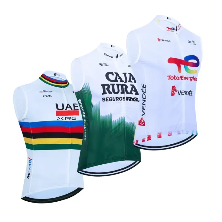New 2025 UAE Cycling Jersey Team Total Cycle Vest Men CAJA Pro Bike Windbreaker Maillot Ropa ...