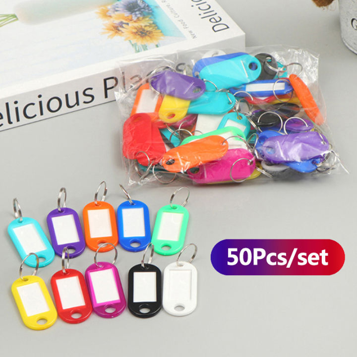 50Pcs Colorful Keychain Key Tag Label ID Name Room Address TEL Number ...