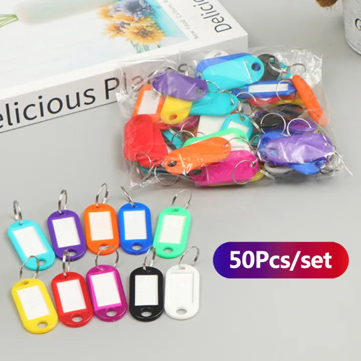 50Pcs Colorful Keychain Key Tag Label ID Name Room Address TEL Number ...