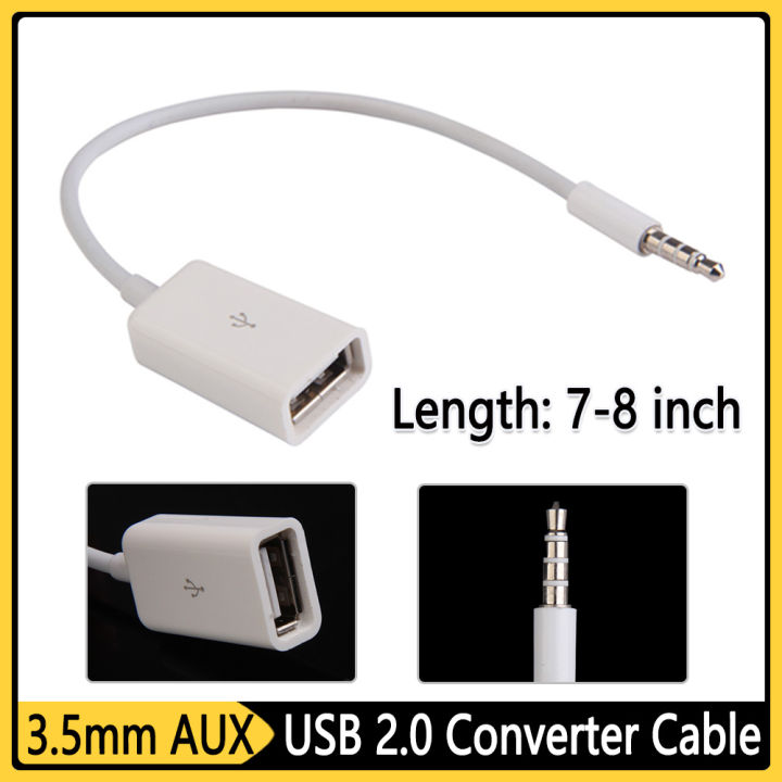 USB 2.0 Female Converter Cable Cord Sync 3.5mm Male AUX Auxiliary Audio ...