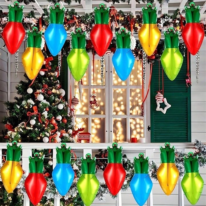 12pcs/set Four-color Light Bulb Aluminum Film Balloon Christmas Venue ...
