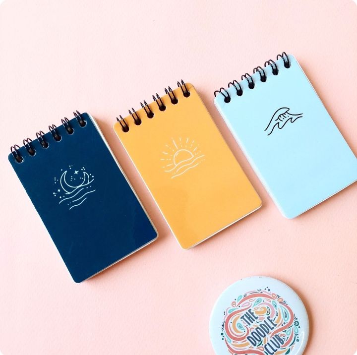 Set of 3 Sun Moon Ocean Mini Notepads Pocket Notepad Small Blank Pages ...